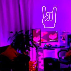 Urban Outfitters | Wall Decor | Retro Purple Rock On Hand Sign Gesture ...